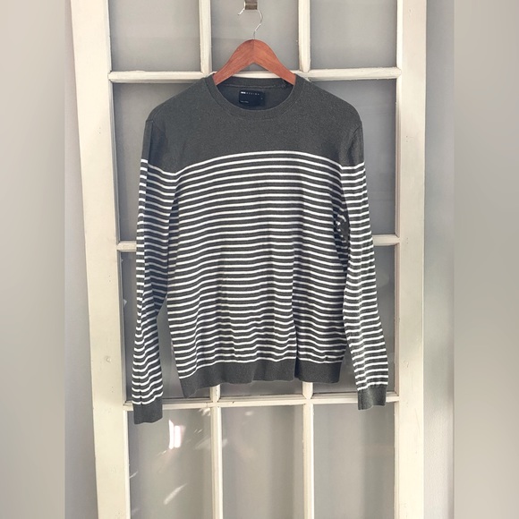 ASOS | Sweaters | Mens Asos Gray White Stripped Sweater | Poshmark